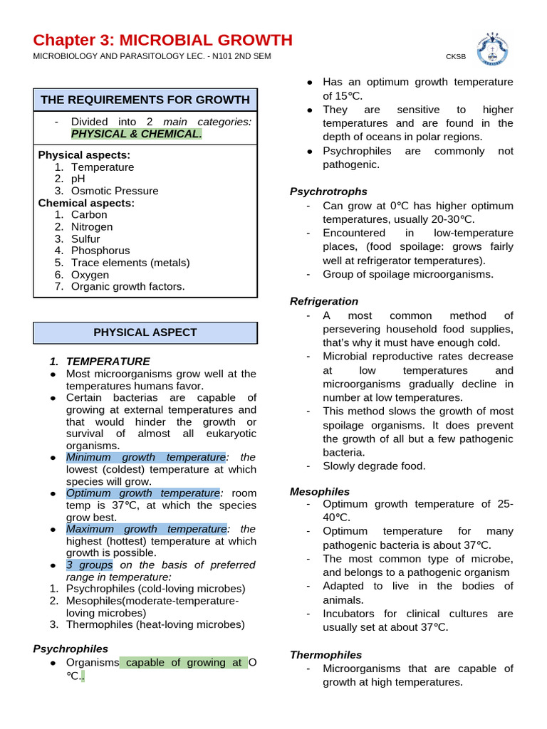 Chapter 3 Lec - Microbial Growth | PDF | Bacteria | Microorganism