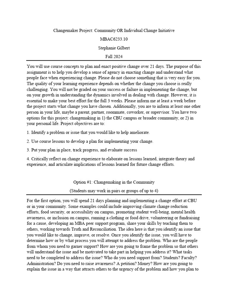 21-Day Changemaker Project Guide | PDF | Turnitin | Plagiarism