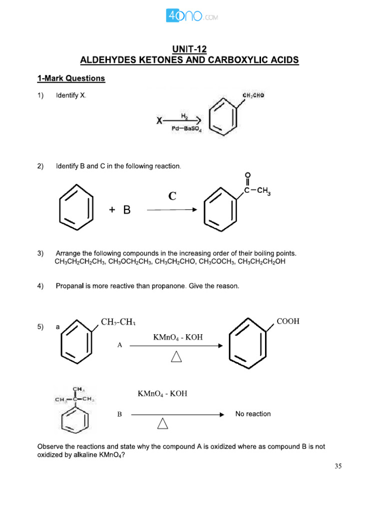 CH-12 Aldehyde Ketones | PDF