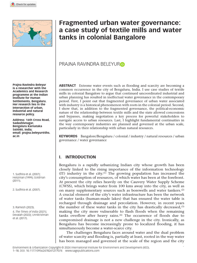 Fragmented Urban Water Governance A Case Study of Textile Mills and ...