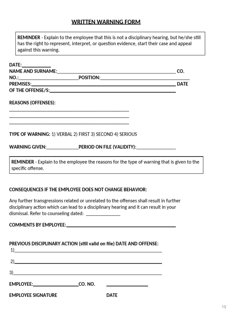 Written Warning | PDF