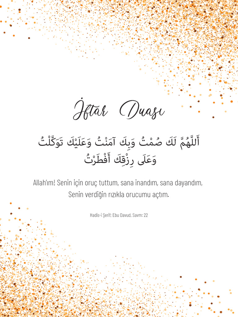 Iftar Duasi Hadis I Serif Ebu Davud Savm 22 | PDF