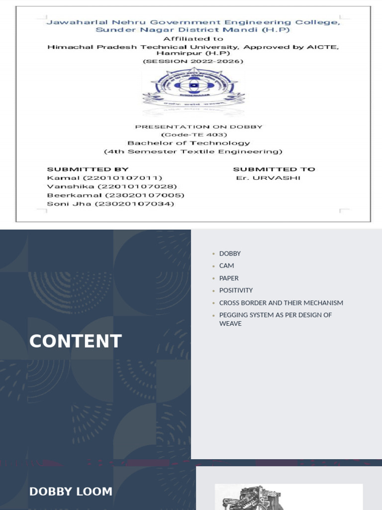 Dobby Presentation | PDF | Loom | Textile Arts