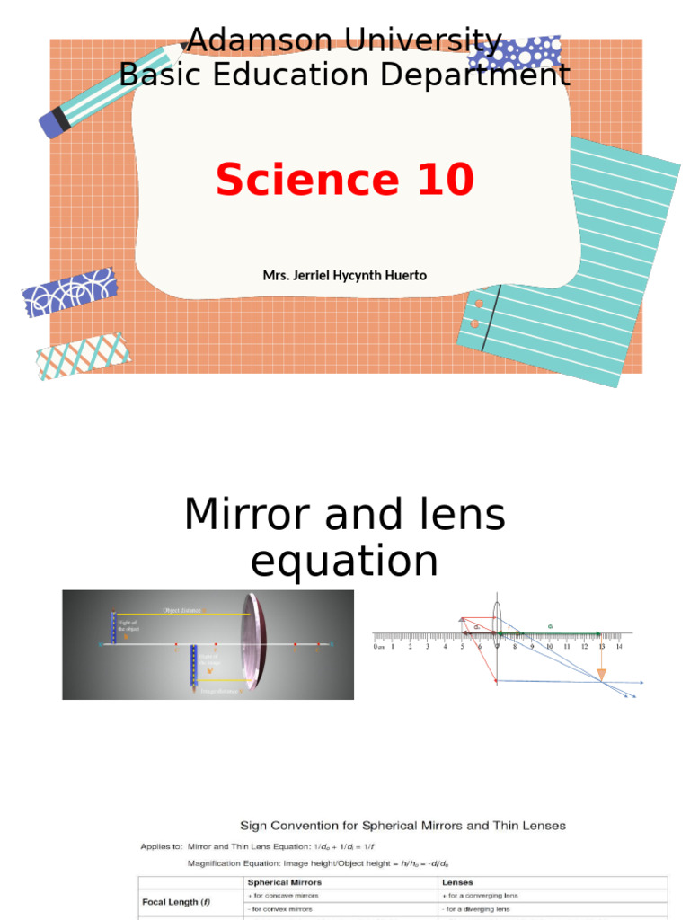 Mirror and Lens Equation | PDF