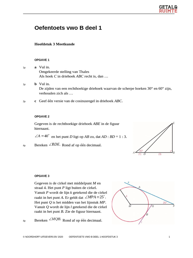 Oefentoets Noordhoff 4wisb Hoofdstuk 3 | PDF