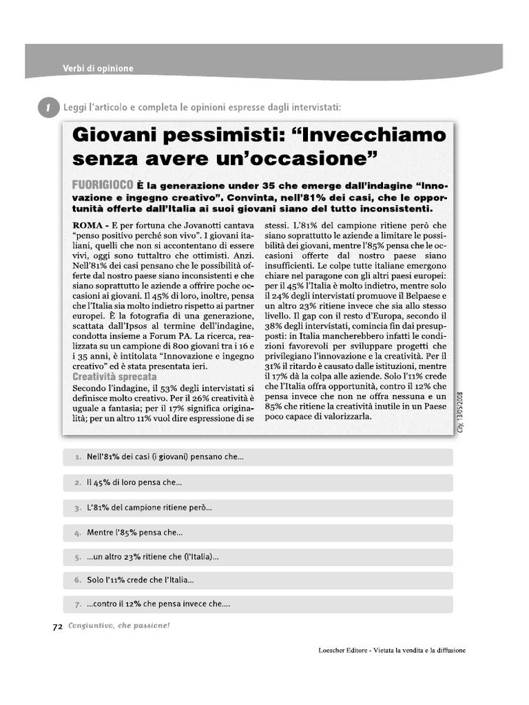 Esercizi congiuntivo presente | PDF