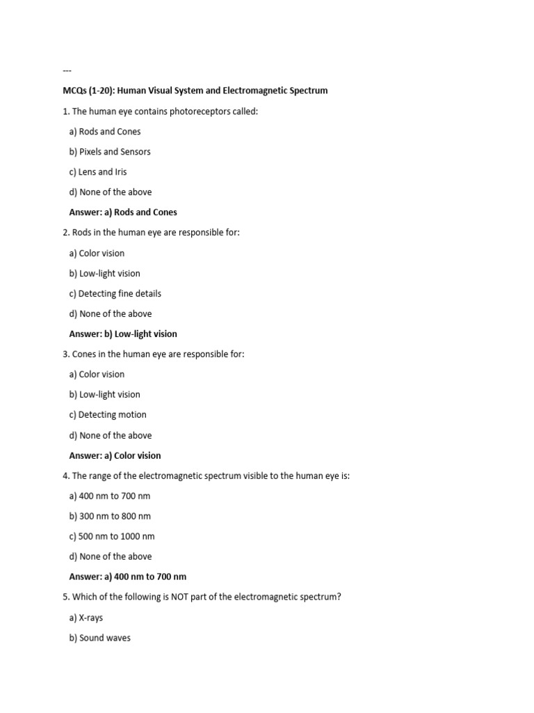 Visual System & Image Processing MCQs | PDF | Analog To Digital Converter | Sampling (Signal ...