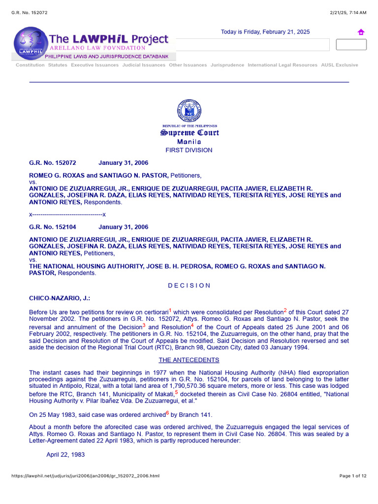 3. Roxas vs. Zuzuarregi | PDF | Lawsuit | Attorney's Fee