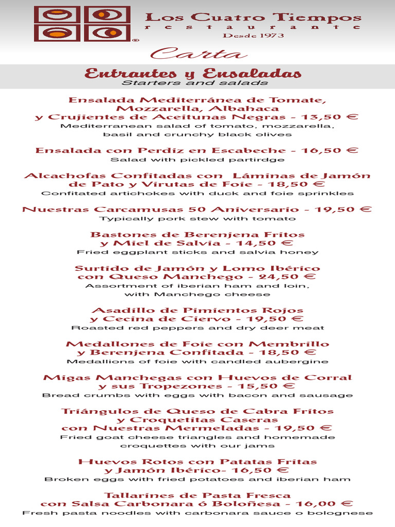 Menú de Entrantes y Ensaladas Gourmet | PDF | Alimentos | Uva