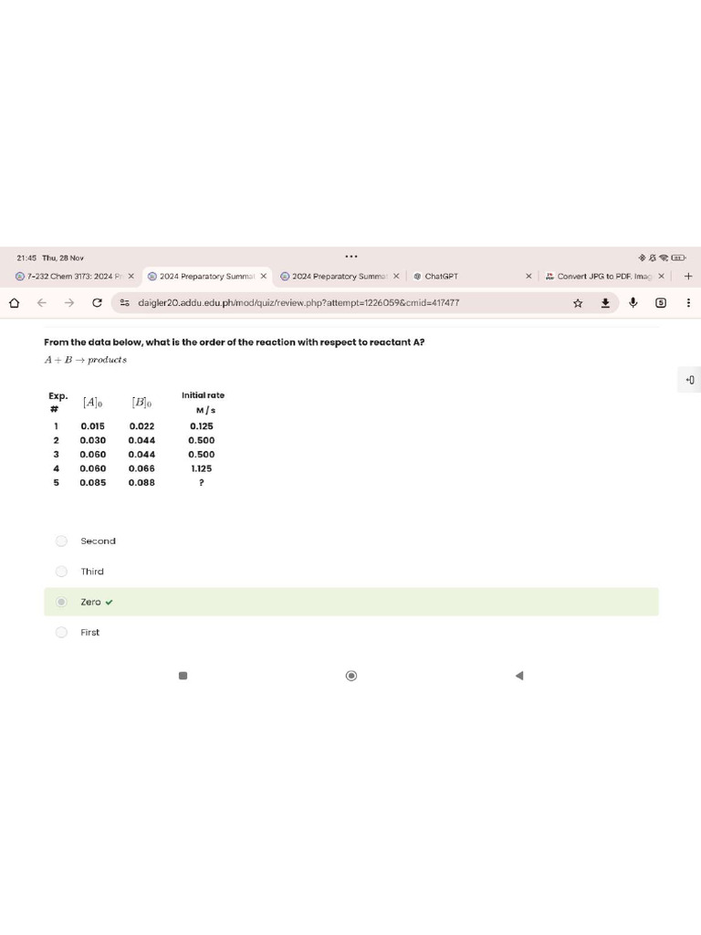 Kinetics Quiz Edited | PDF