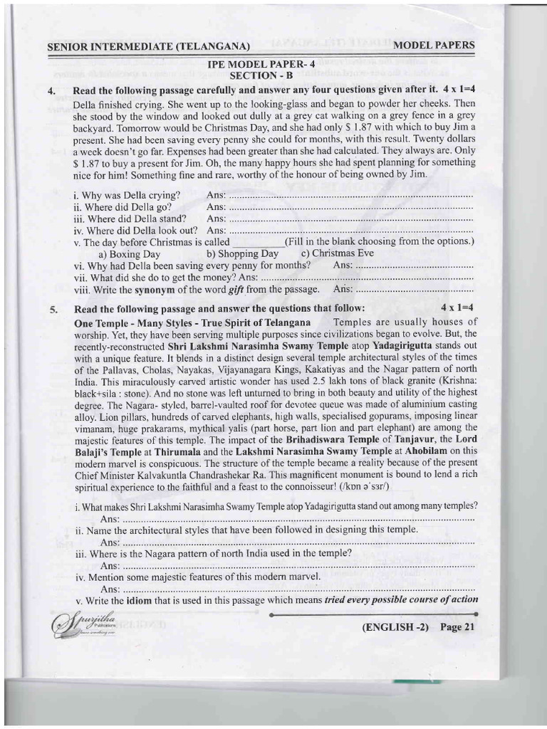 Model Paper -4 | PDF