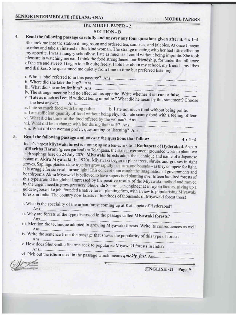 Model Paper -2 | PDF | Linguistics