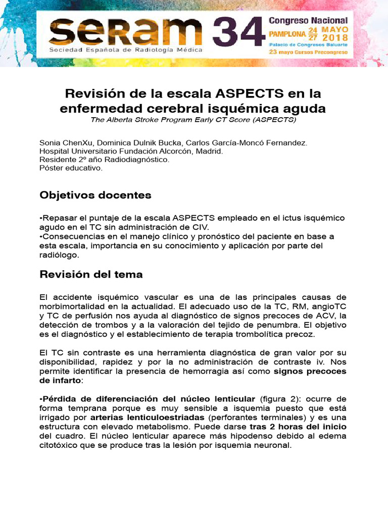 Revisión de la escala ASPECTS en ACV | PDF | Medicina CLINICA | Carrera