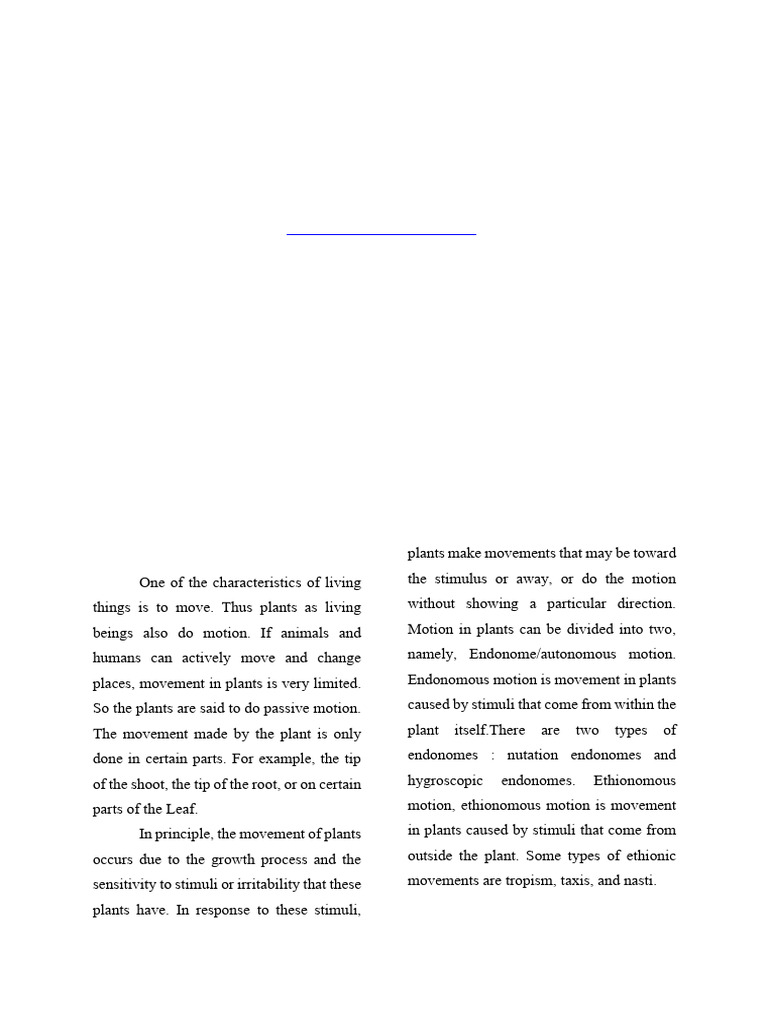Motion in Plants Article - Nanda Cantik | PDF | Plants | Plant Physiology