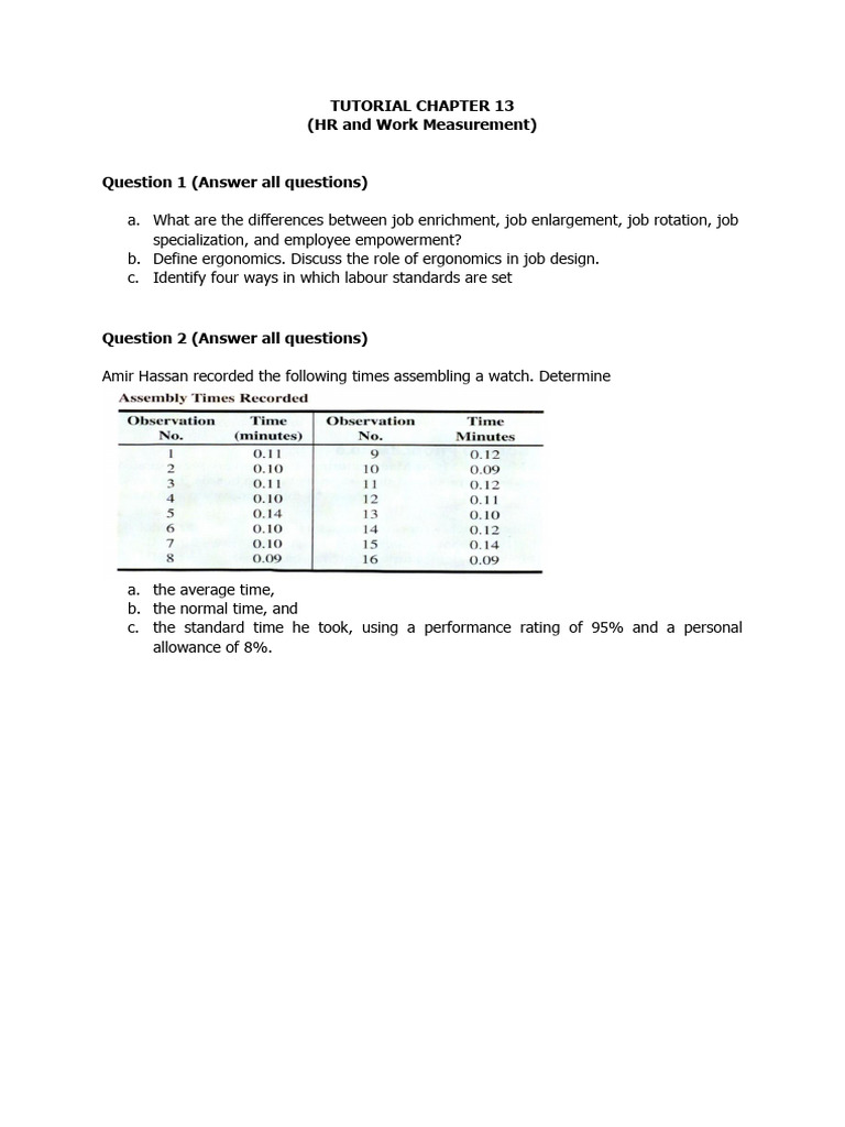 TUTORIAL CHAPTER 13 (Question Only) | PDF