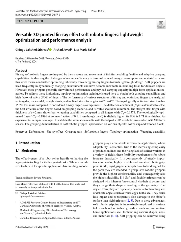 Soft Robotic Fingers: Design & Analysis | PDF | Robotics | Strength Of ...