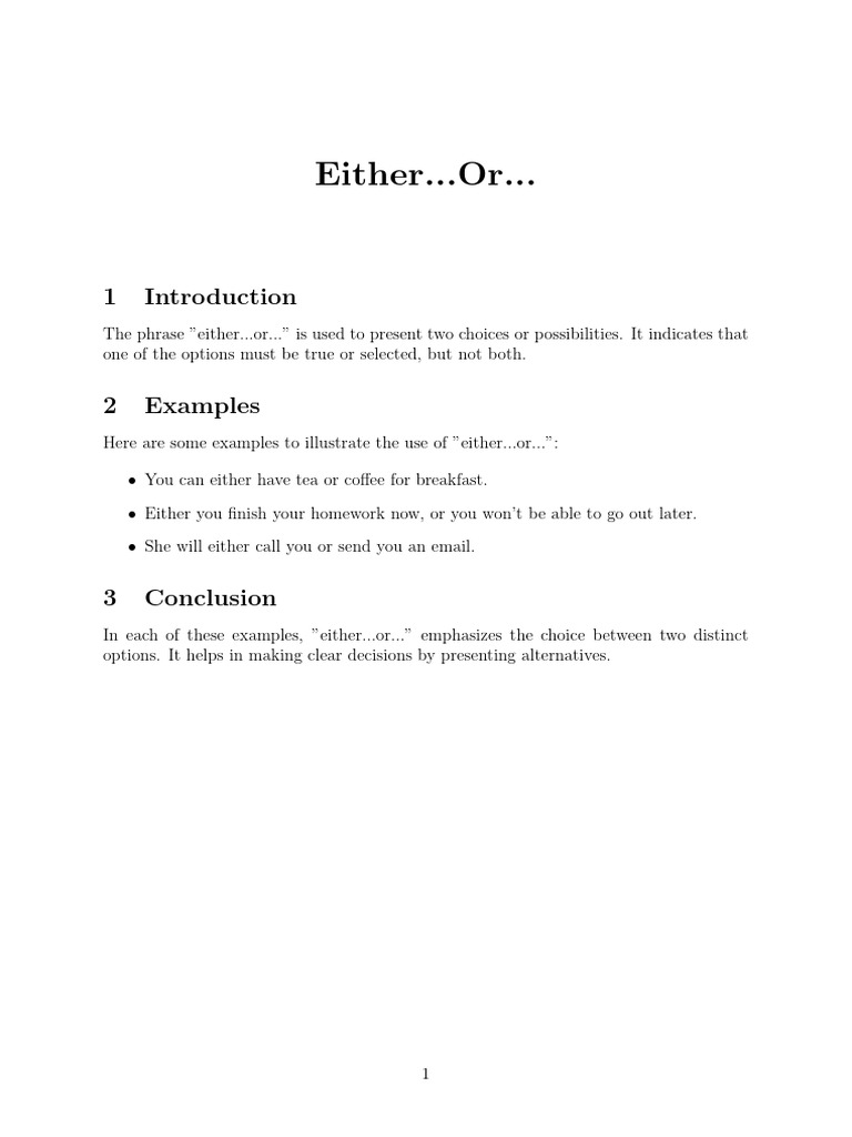Either Or Pdf