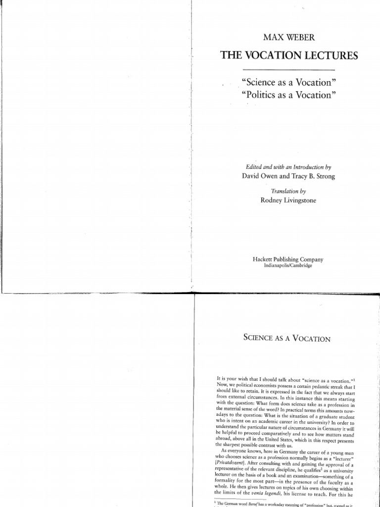 Max_Weber,_Science_as_Vocation_(transl._Livingstone) | PDF