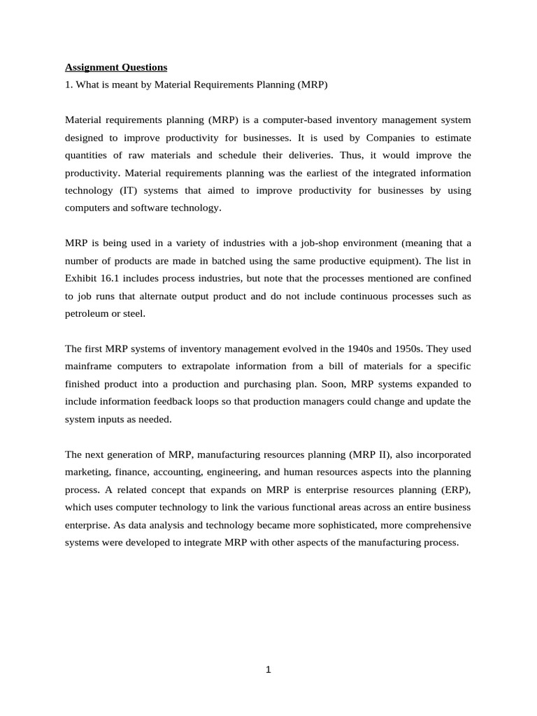 Understanding Material Requirements Planning | PDF | Production And ...