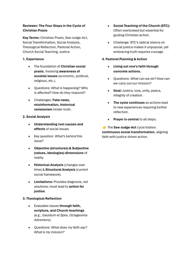 Christian Praxis: See-Judge-Act Cycle | PDF | Faith | Catholic Social ...