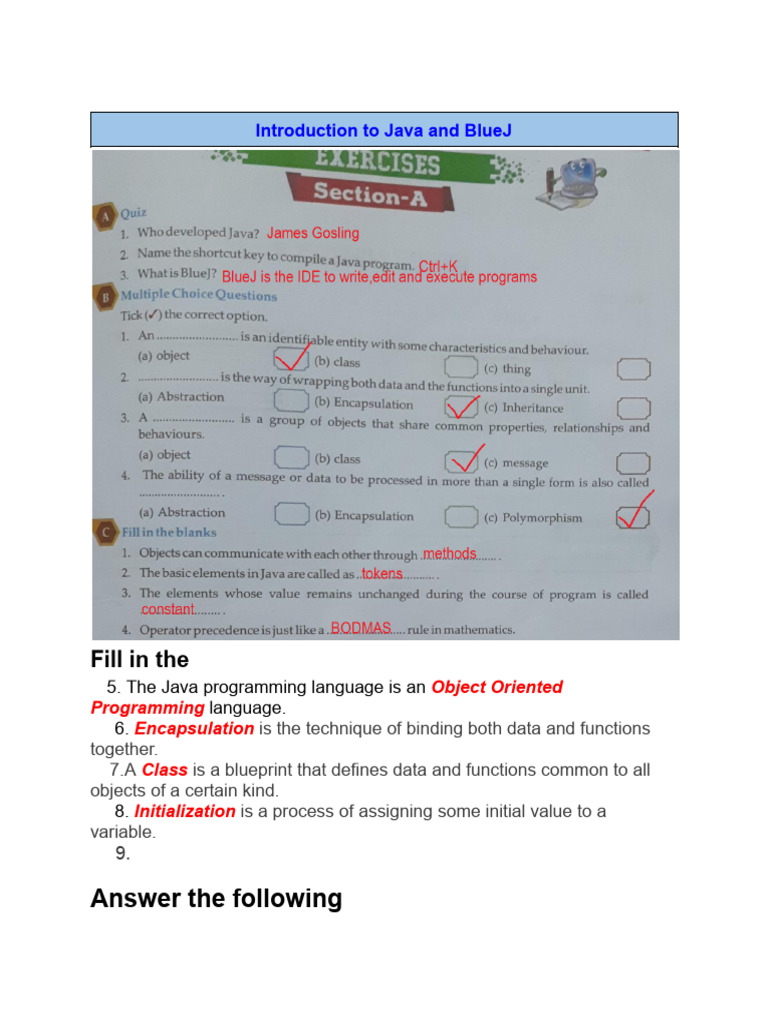 G-8 ch-5 Introduction To Java and BlueJ | PDF | Reserved Word | Class (Computer Programming)
