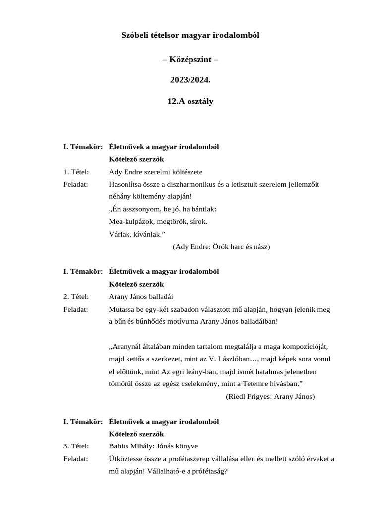 Rita-Tetelek-2024-Irodalom Es Nyelvtan | PDF