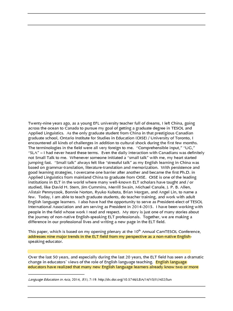 Major Trends in Global ELT - pdf-1 | PDF | English As A Second Or ...