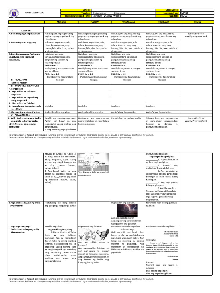 DLL - FIL3 - Q3 - W6 - Pagbibigay NG Pangunahing Kaisipan Nasisipi Ang Liham Edumaymay | PDF