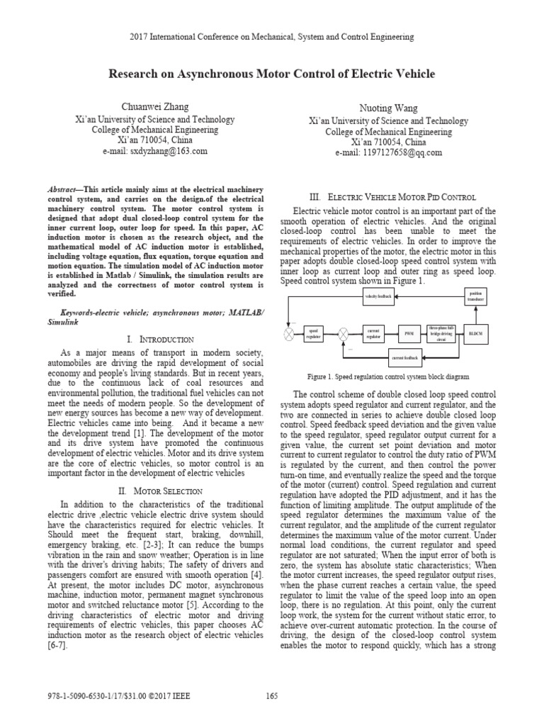 Research On Asynchronous Motor Control of Electric Vehicle | PDF | Electric Motor | Inductance