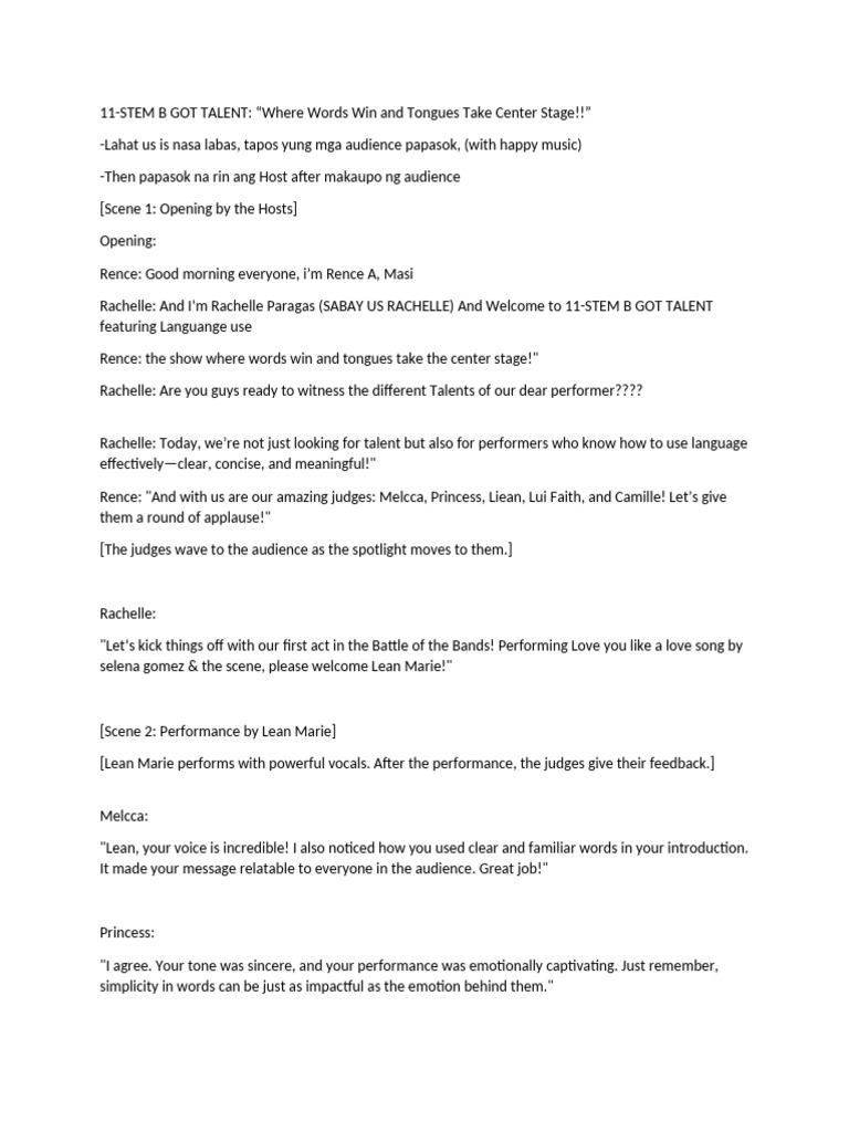 11 Stem B Got Talent Rohipe | PDF