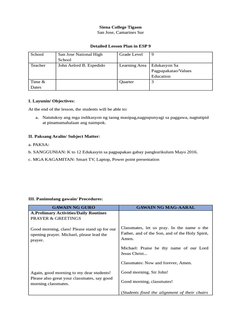 DLP-Espedido, John Aelred-Hierarchy of Values - Docx New2025 | PDF