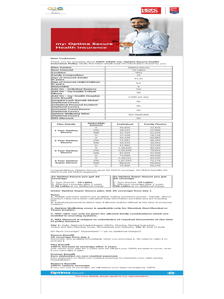 Quotation For Optima Secure-999 | PDF | Insurance | Business Law