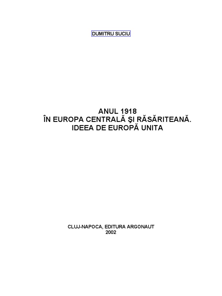 Suciu Dumitru - ANUL 1918 ÎN EUROPA CENTRALĂ ŞI RĂSĂRITEANĂ | PDF