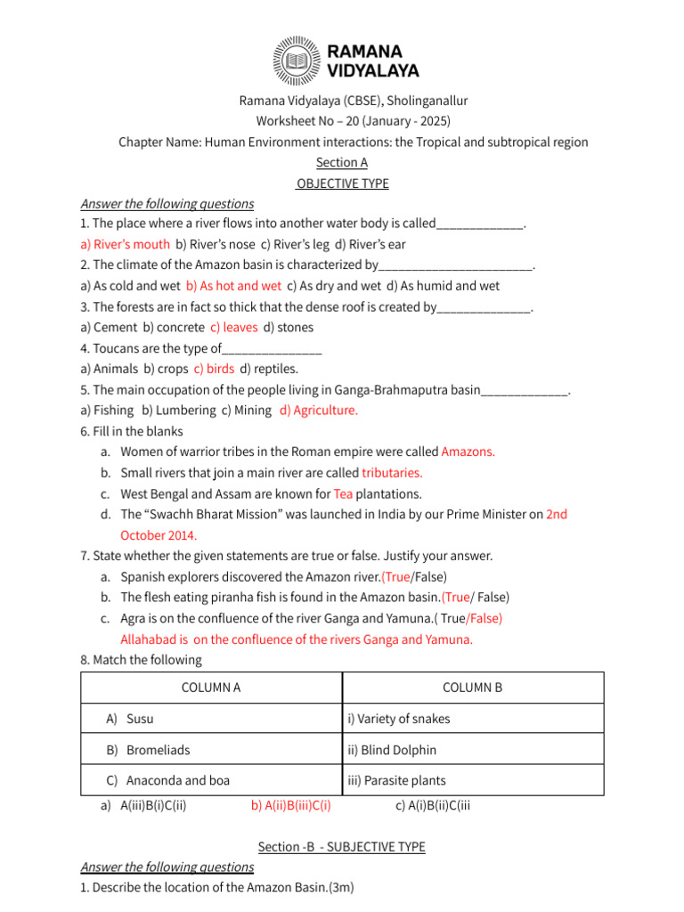ANS KEY 20 - Human Environment Interactions - The Tropical and The Subtropical Region WS - ANS ...