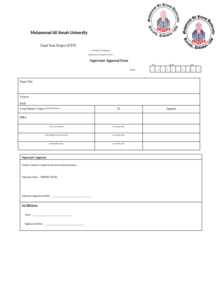 Supervisor Approval Form-1 | PDF