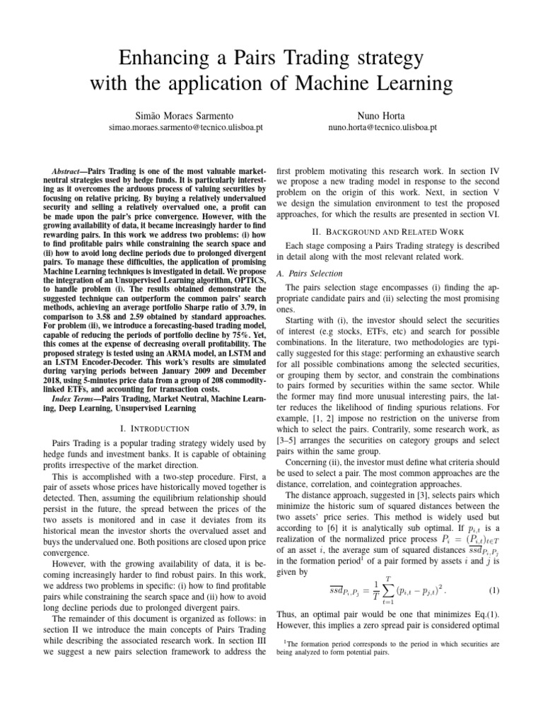 6 - Enhancing a Pairs Trading Strategy With ML | PDF | Cluster Analysis ...