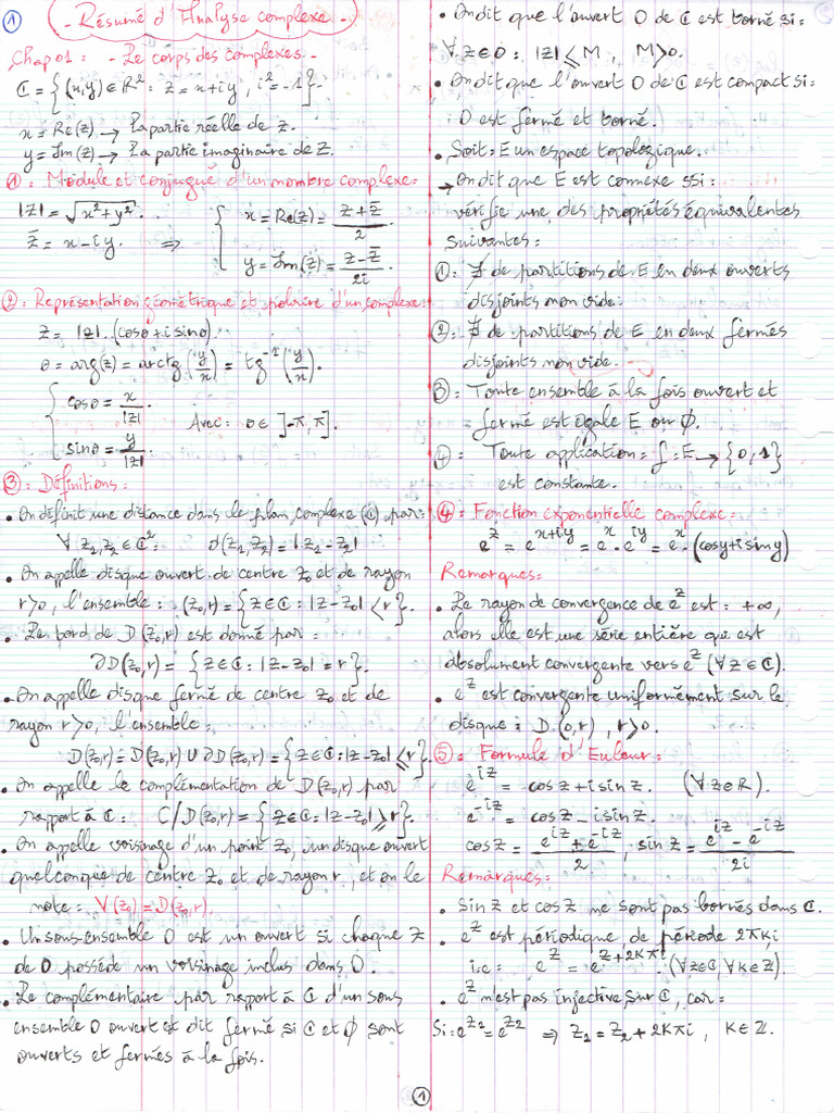 Résumé1 Analyse Complexe | PDF