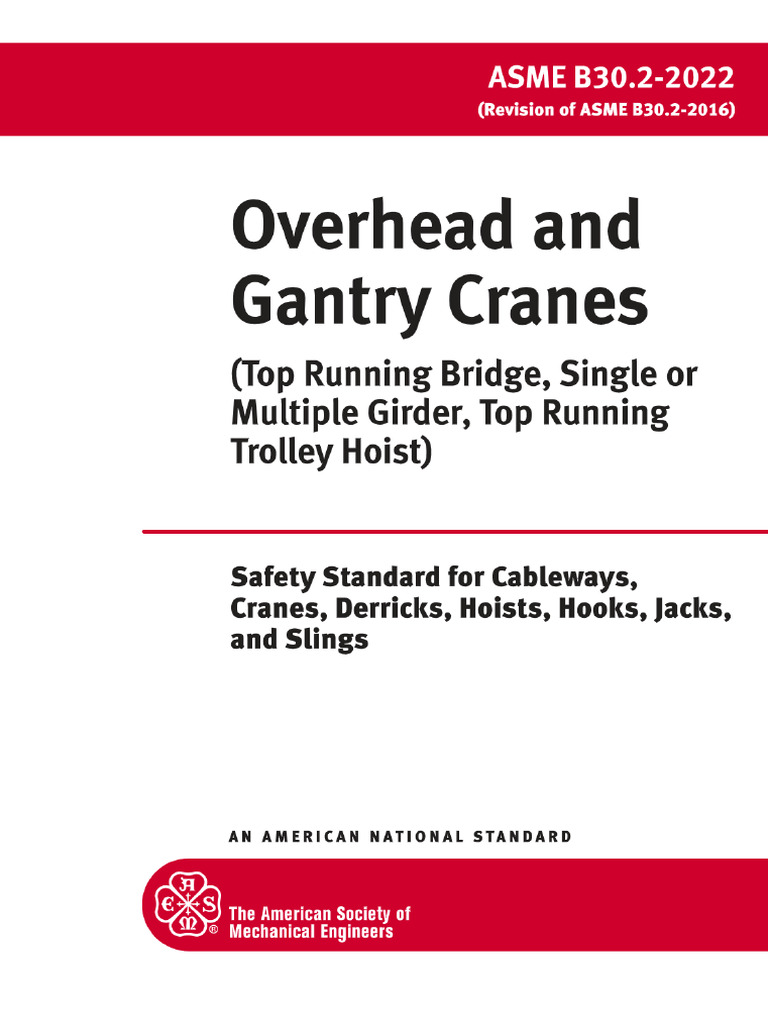 ASME B30.2-2022 Crane Standards Overview | PDF | Crane (Machine) | Brake