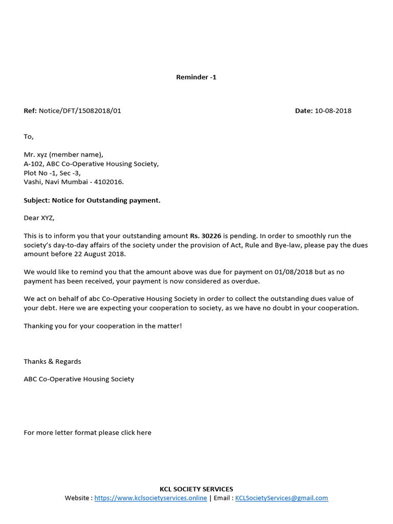 Defaulter Notice Sample | PDF