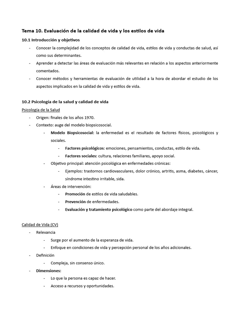 Evaluación de Calidad de Vida y Estilos Saludables | PDF ...