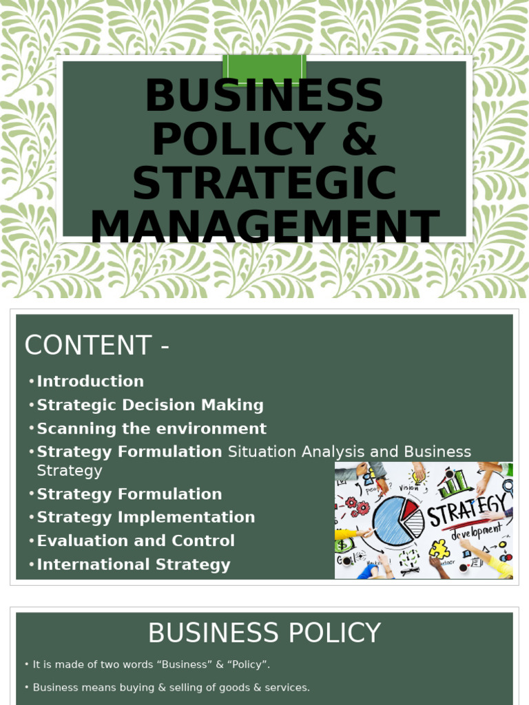Business Policy and Strategic Management Guide | PDF | Strategic ...