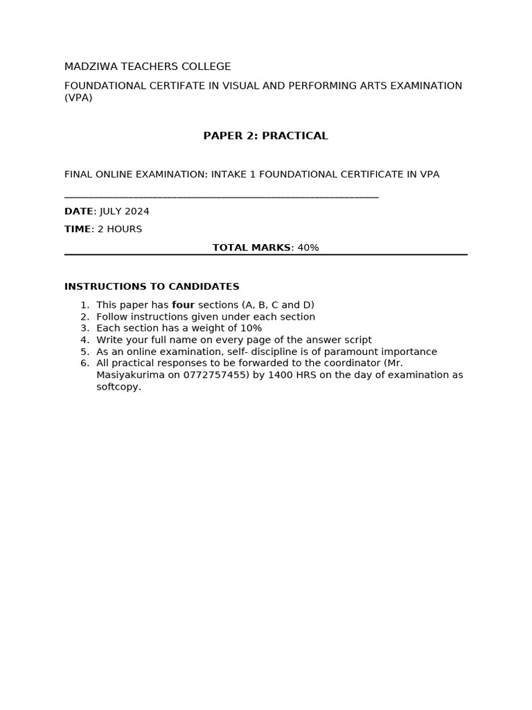 VPA Online Examination Guidelines | PDF