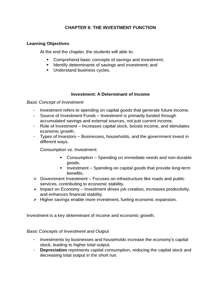Macro Economics Chapter 6 | PDF | Investing | Income