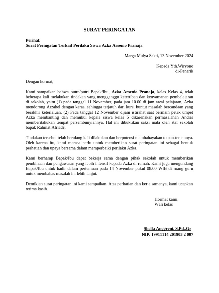 SURAT PERINGATAN | PDF