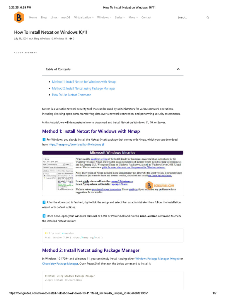 Ncat Installation | PDF