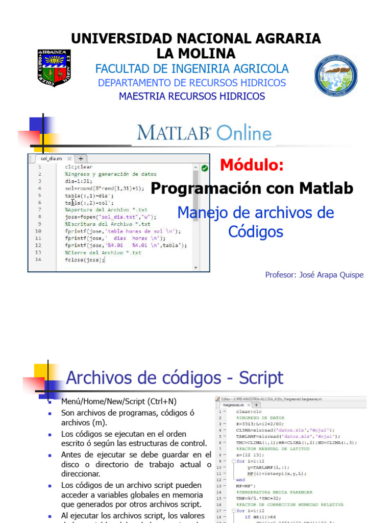 Programación en Matlab | PDF | Variable (informática) | Archivo de computadora