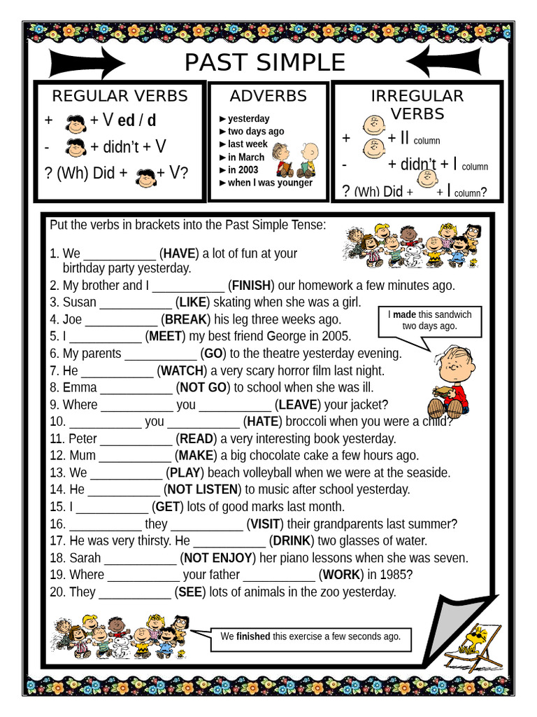 Past Simple Tense Exercises | PDF