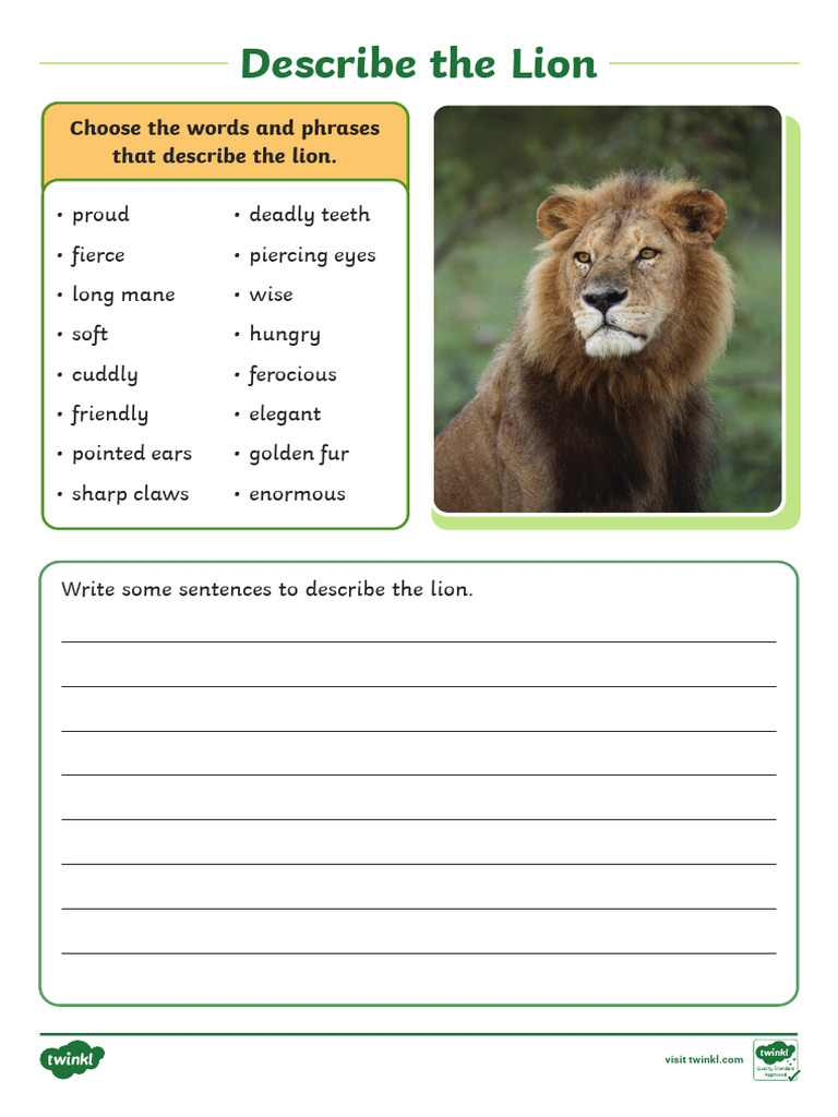 Lion Description for Kids | PDF