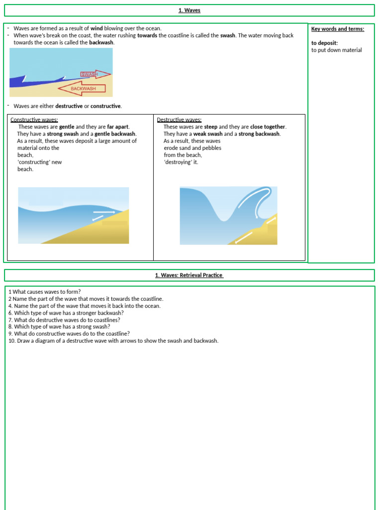 Geography 8 Coasts Retrieval Booklet | PDF | Coast | Beach