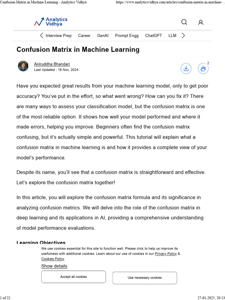 Confusion Matrix in Machine Learning | PDF | Machine Learning ...